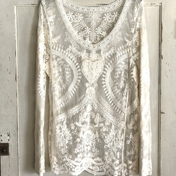 Tops | Pretty Ivory Lace Tunic | Poshmark